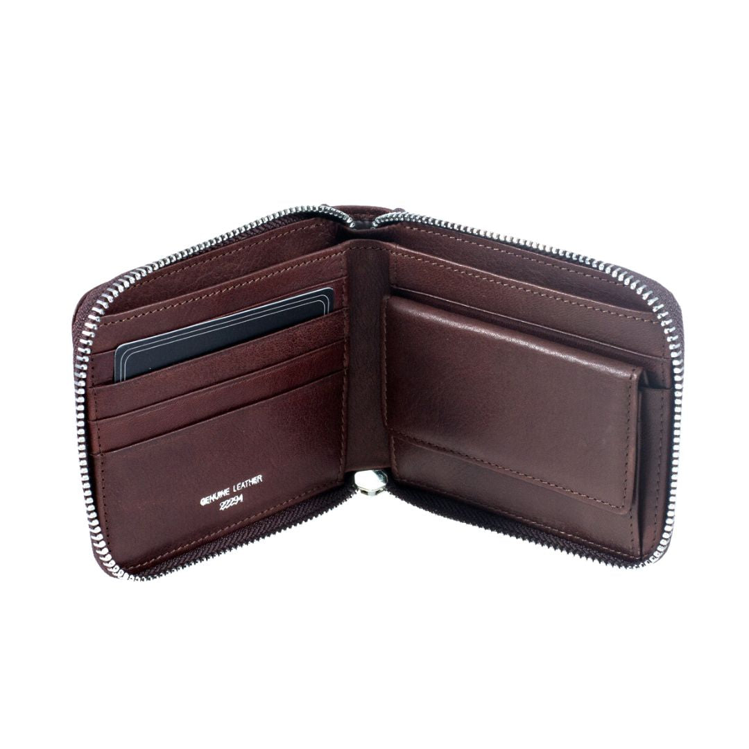 Leather Wallet with Full Zip Closure & Coin Compartment | JACOB