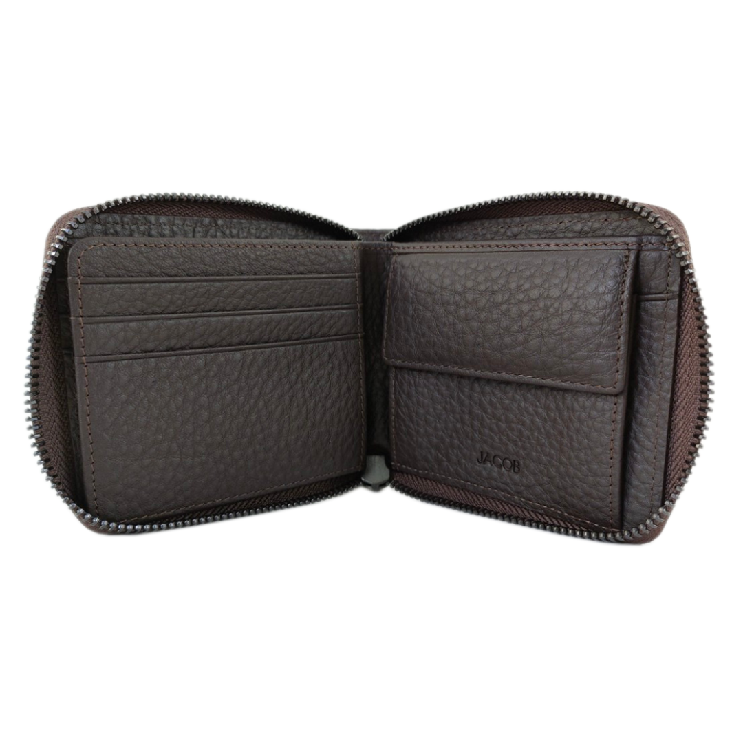 Classic Leather Wallet with Zipper Closure | JACOB
