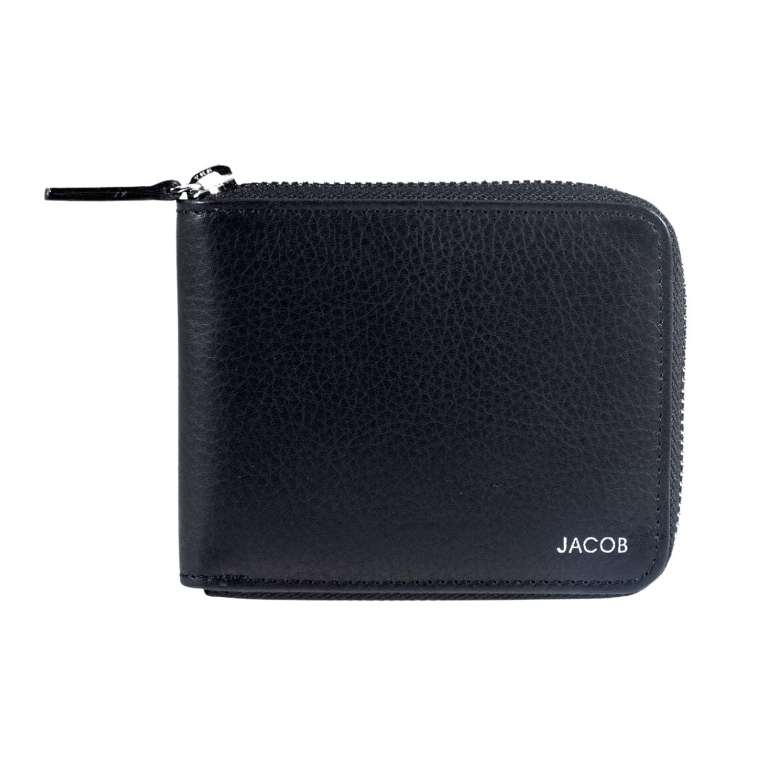 Leather Wallet with Full Zip Closure & Coin Compartment | JACOB
